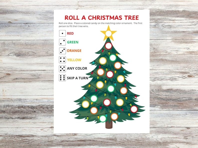 Roll A Christmas Tree Game, Printable Christmas Game, Christmas ...