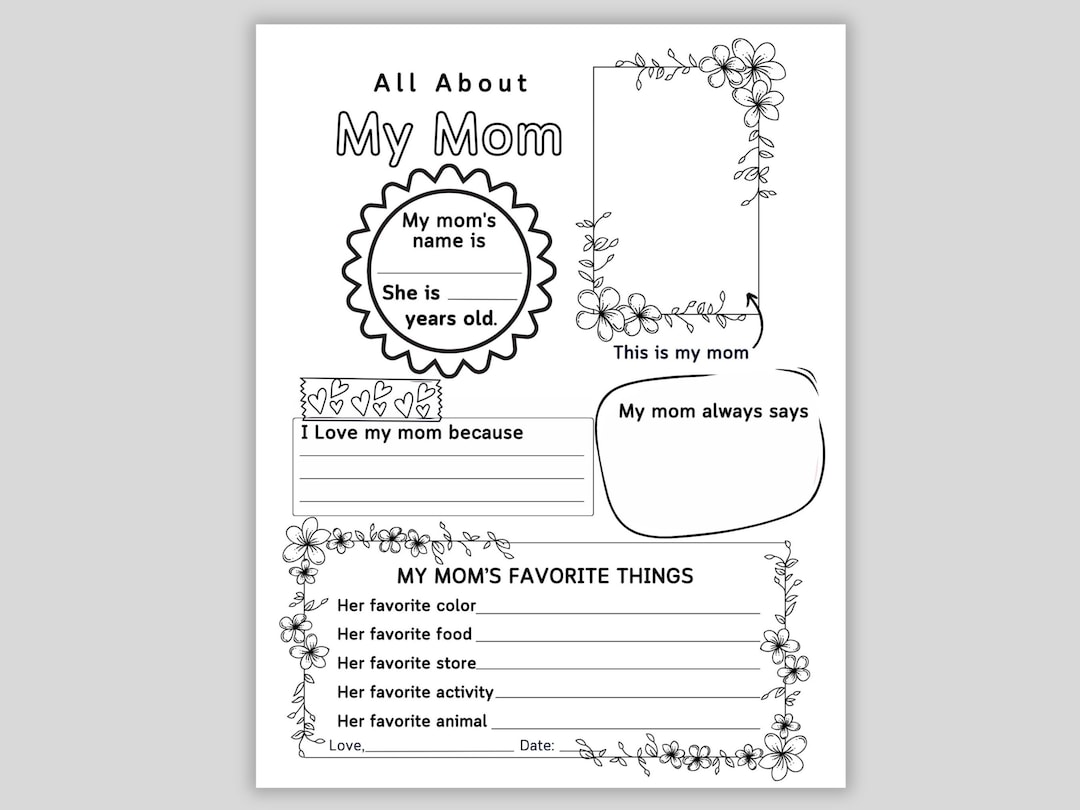All About My Mom, Printable All About Mom Questionnaire, Mother's Day ...