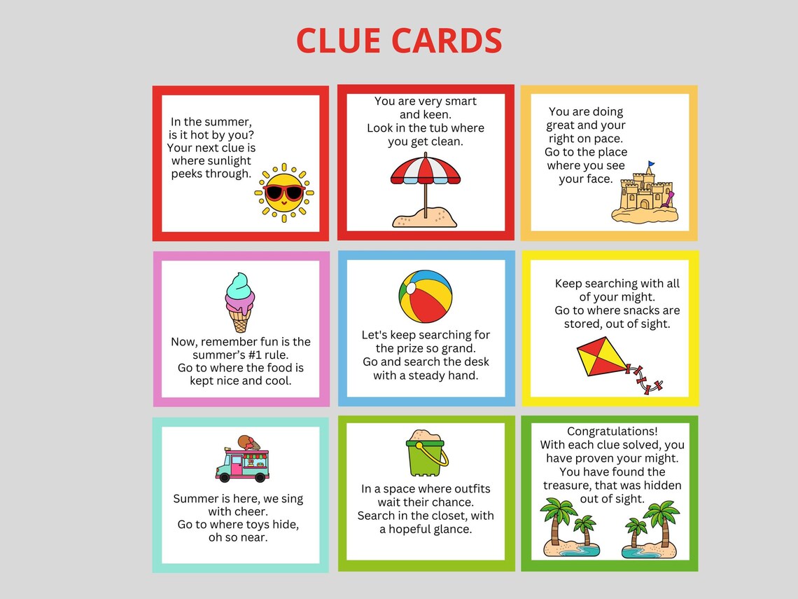 Summer Scavenger Hunt for Kids Printable Summer Treasure Hunt Indoor ...