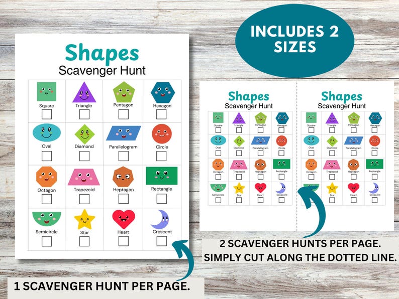 Shapes Scavenger Hunt: Kids Learning Activity (PDF Printable) - Etsy