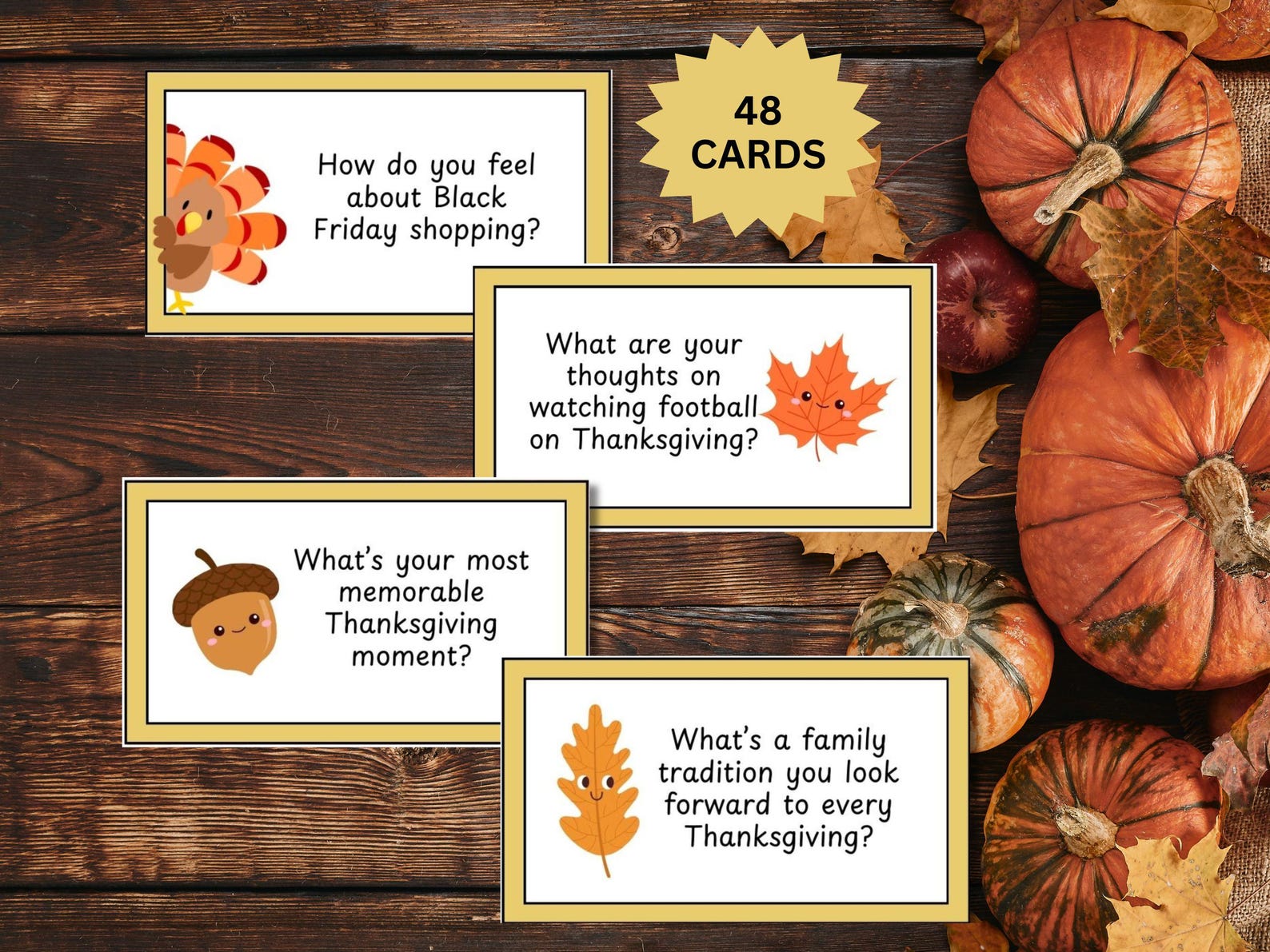 Thanksgiving Conversation Starters, Thanksgiving Conversation Cards ...