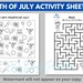Fourth of July Activity Sheets 4th of July Activity Pages July 4th ...
