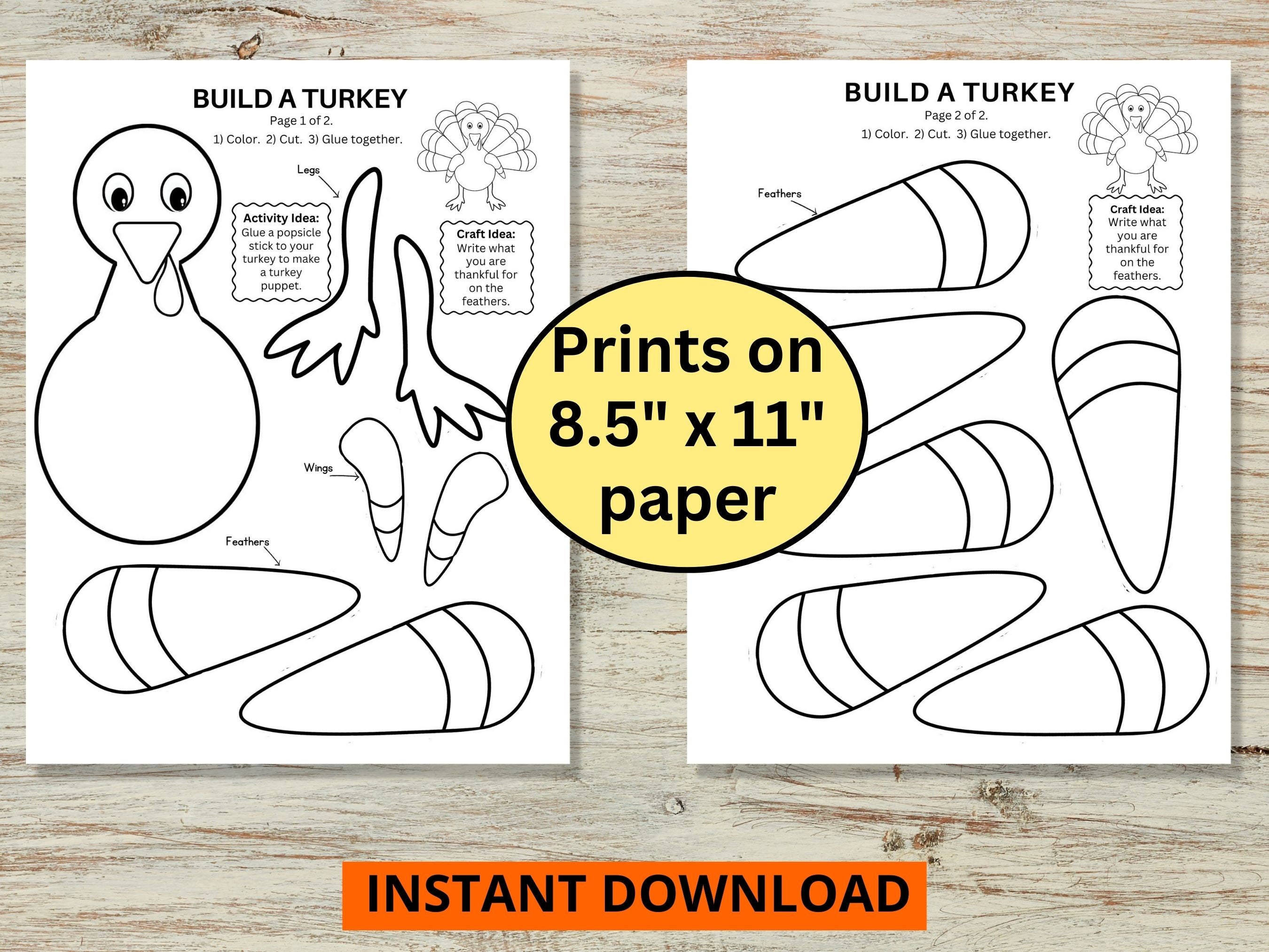 Build A Turkey Craft: Thanksgiving Kid's Activity (digital Download) - Etsy