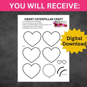 Heart Caterpillar Craft: Valentine's Day Kids Activity (PDF Pattern) - Etsy