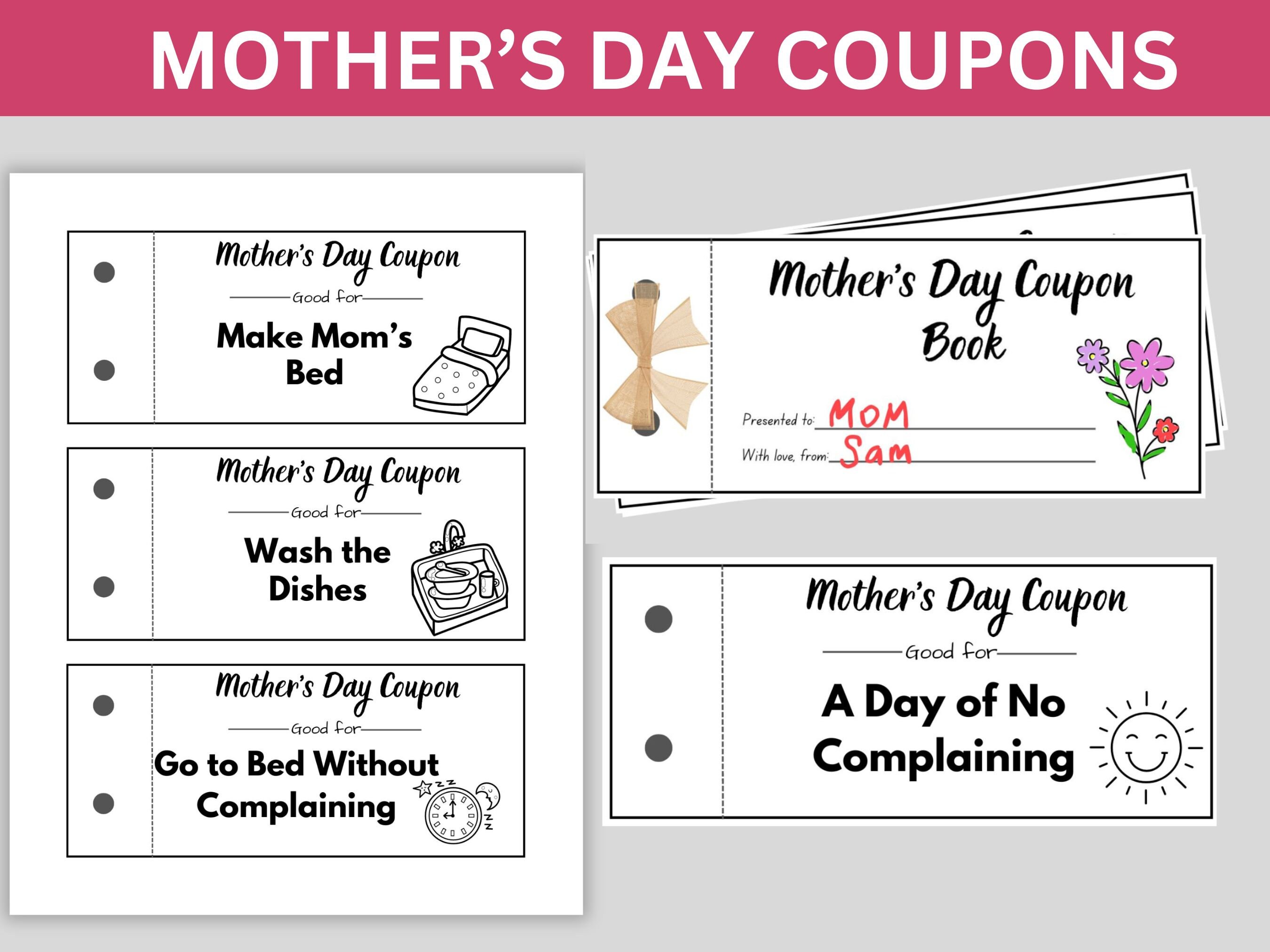 Mother's Day Coupon Book Printable Mother's Day Coupons, Mother's Day ...