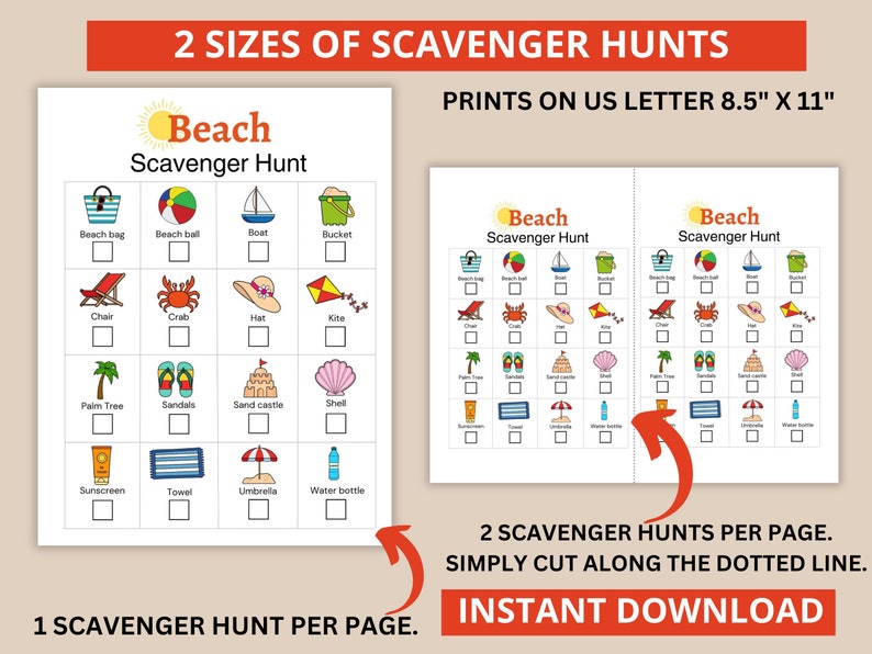 Beach Scavenger Hunt, Summer Scavenger Hunt, Printable Outdoor ...
