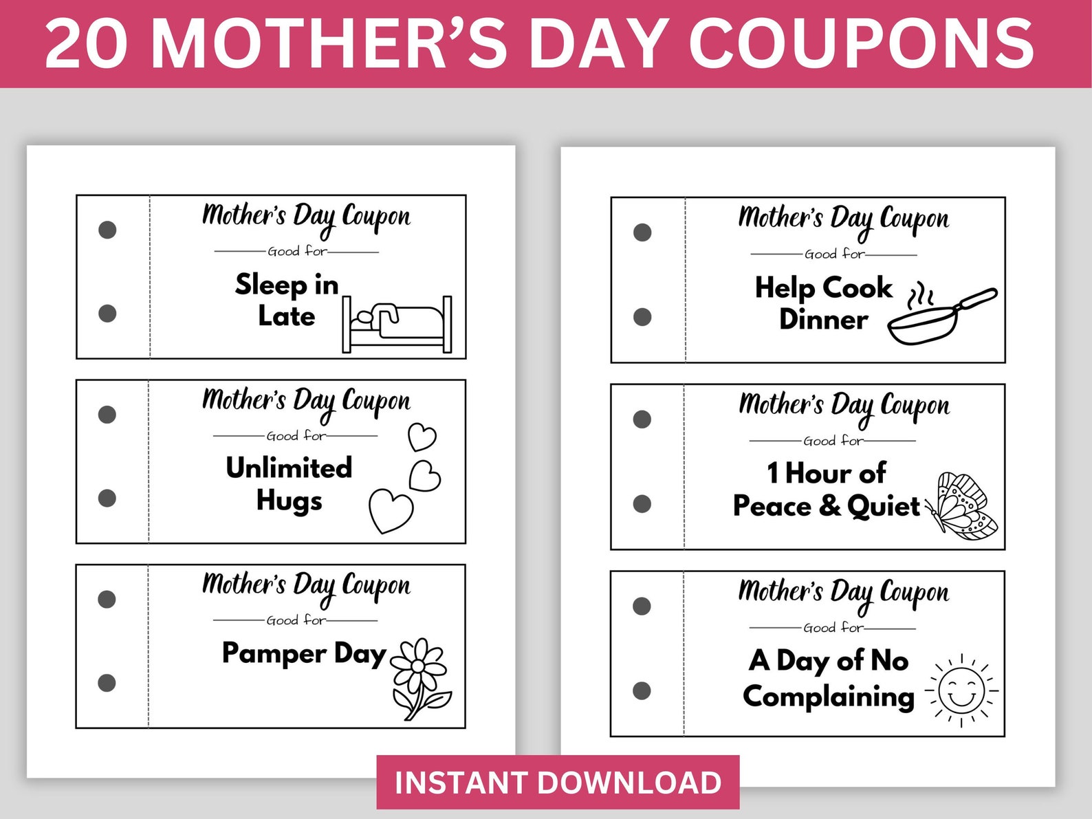 Mother's Day Coupon Book Printable Mother's Day Coupons, Mother's Day ...