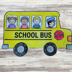 School Bus Craft: Printable Color, Cut & Paste Activity (PDF) - Etsy