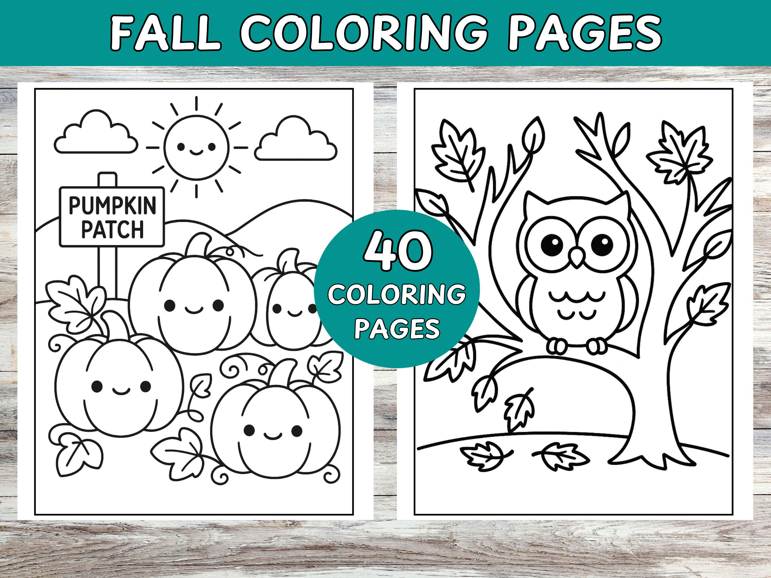 Fall Coloring Pages for Kids: Printable Autumn Activity - Etsy