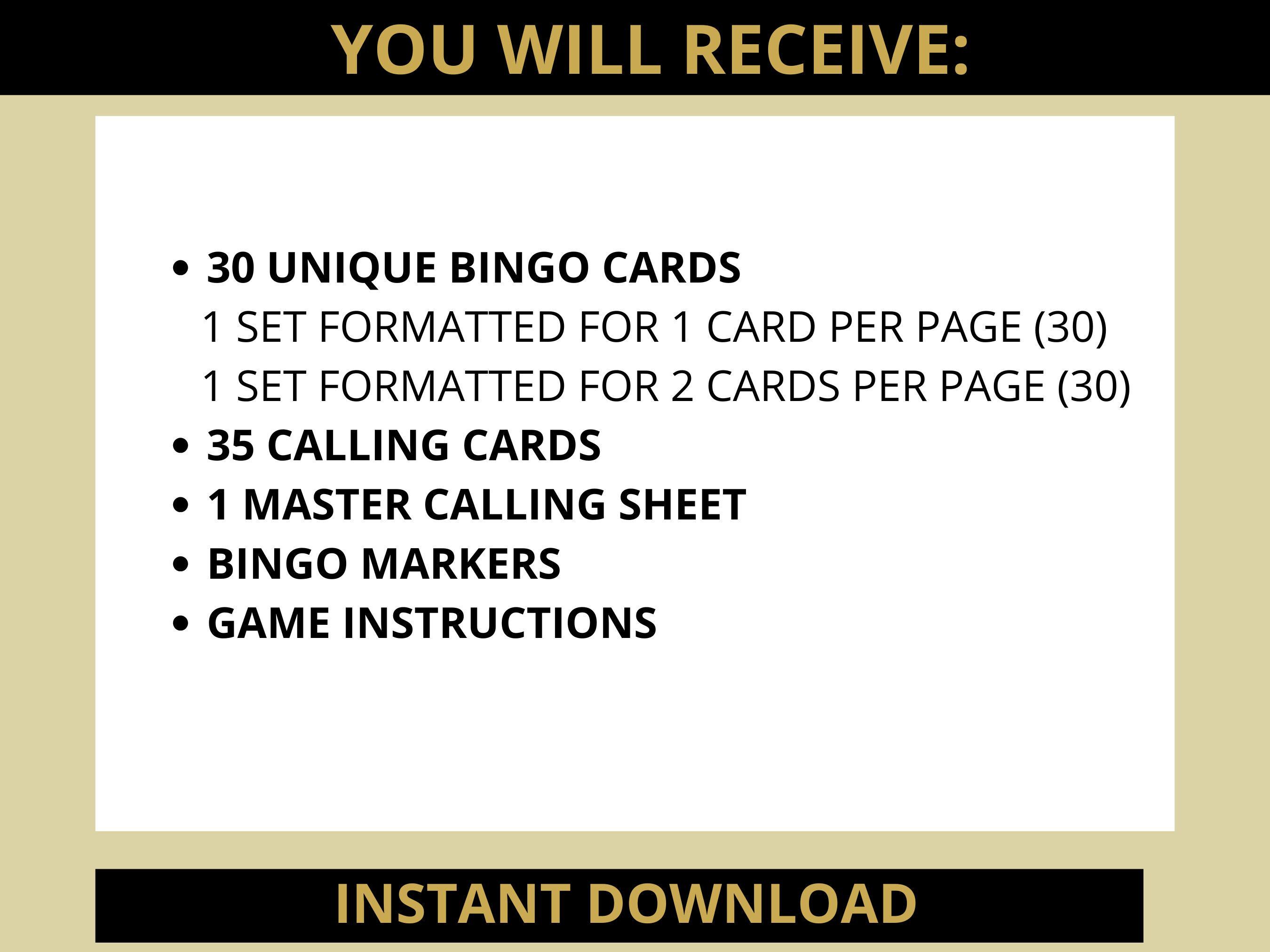 New Year's Eve Bingo Game, Printable New Years Bingo Game, Family New ...