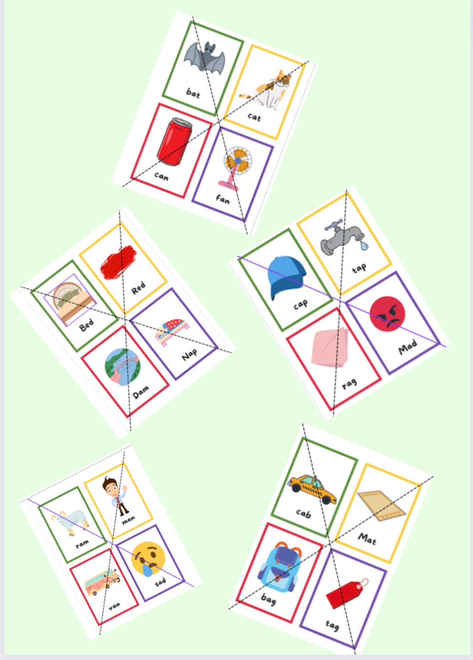 CVC Words Flash Cards Printable, CVC Flashcard, Learn to Read, CVC ...