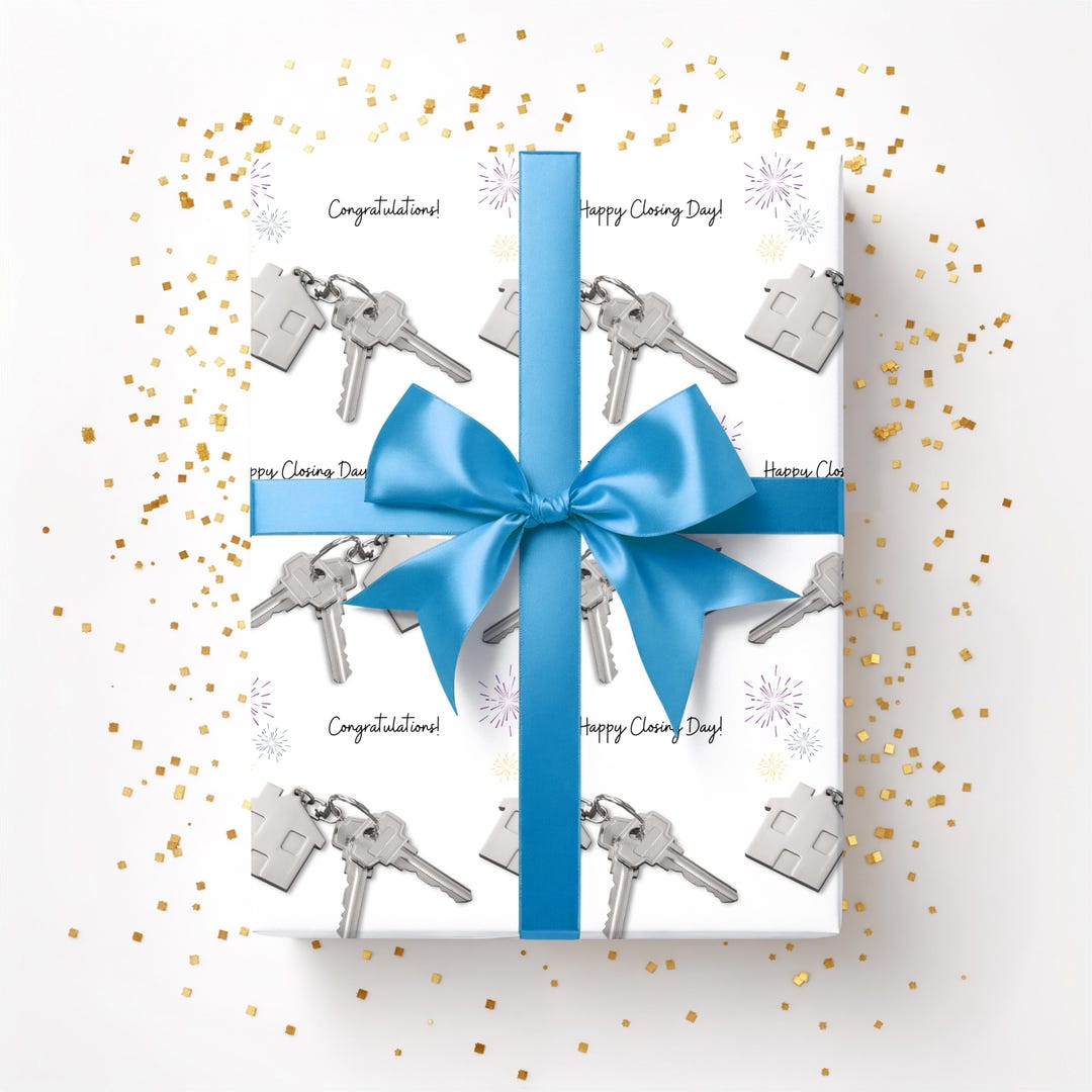 New Home Gift Wrap, Happy Closing Day Wrapping Paper, Real Estate ...