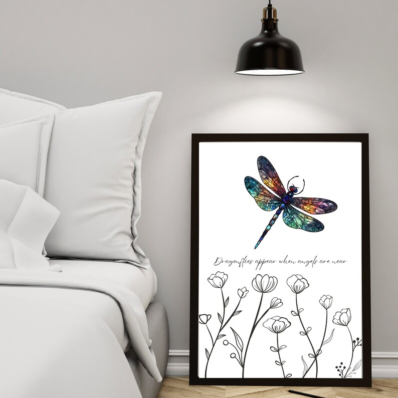 Dragonfly Wall Art Printable Angel Quote Print Gift Spiritual Decor ...