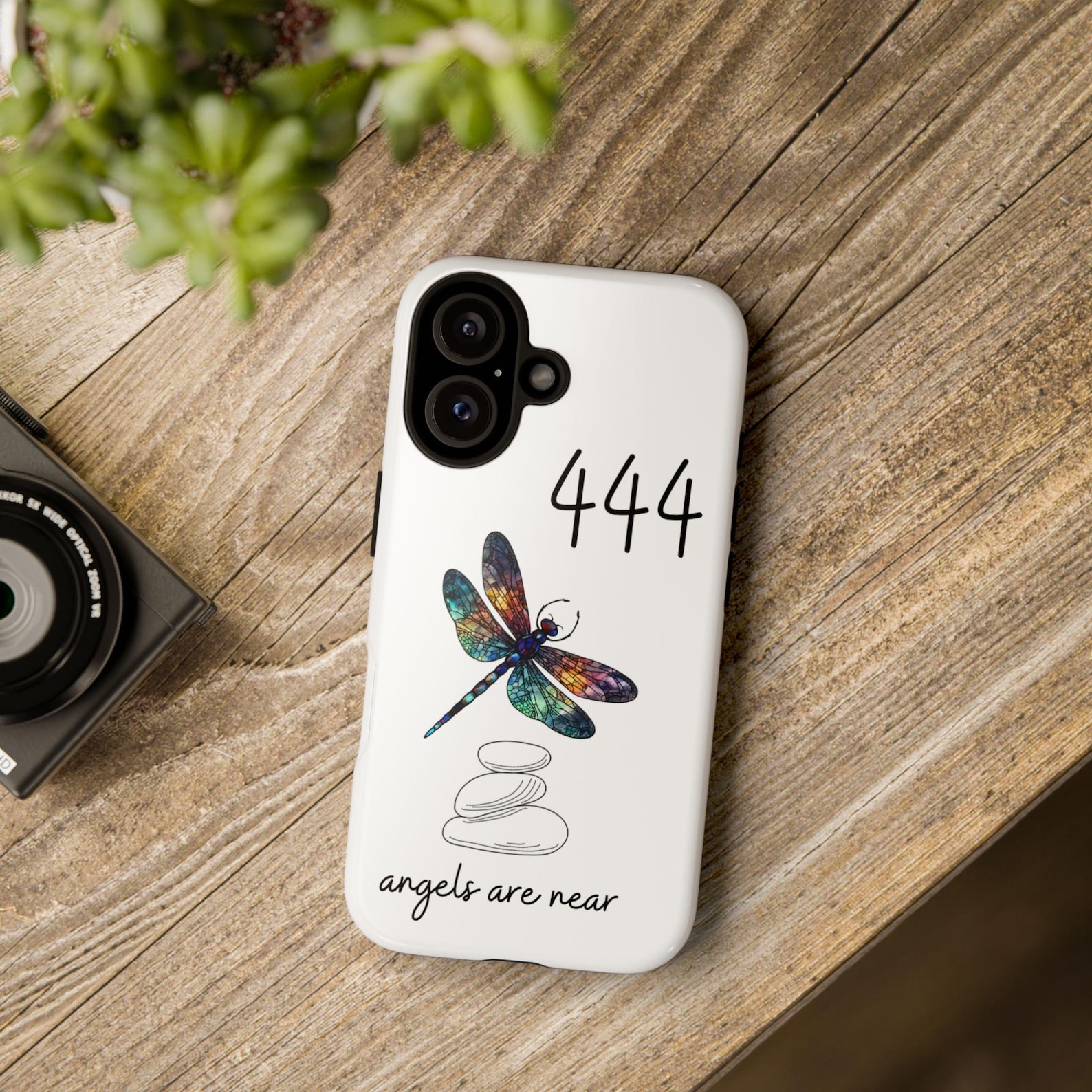Angel Number 444 Phone Case, Stain Glass Dragonfly iPhone Cover, iPhone ...