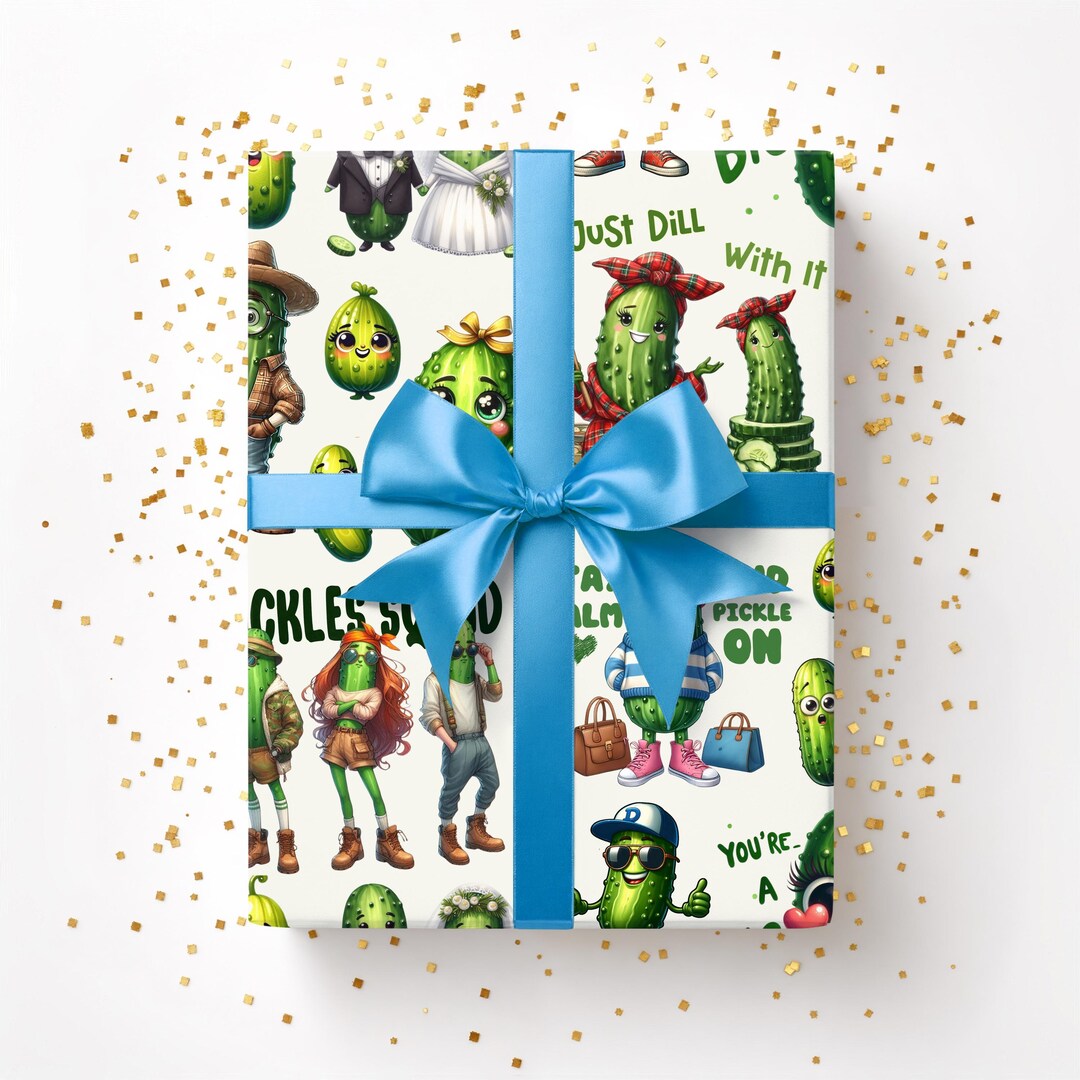 Funny Pickle Gift Wrap, Cute Dill Wrapping Paper for Cook, Foodie ...