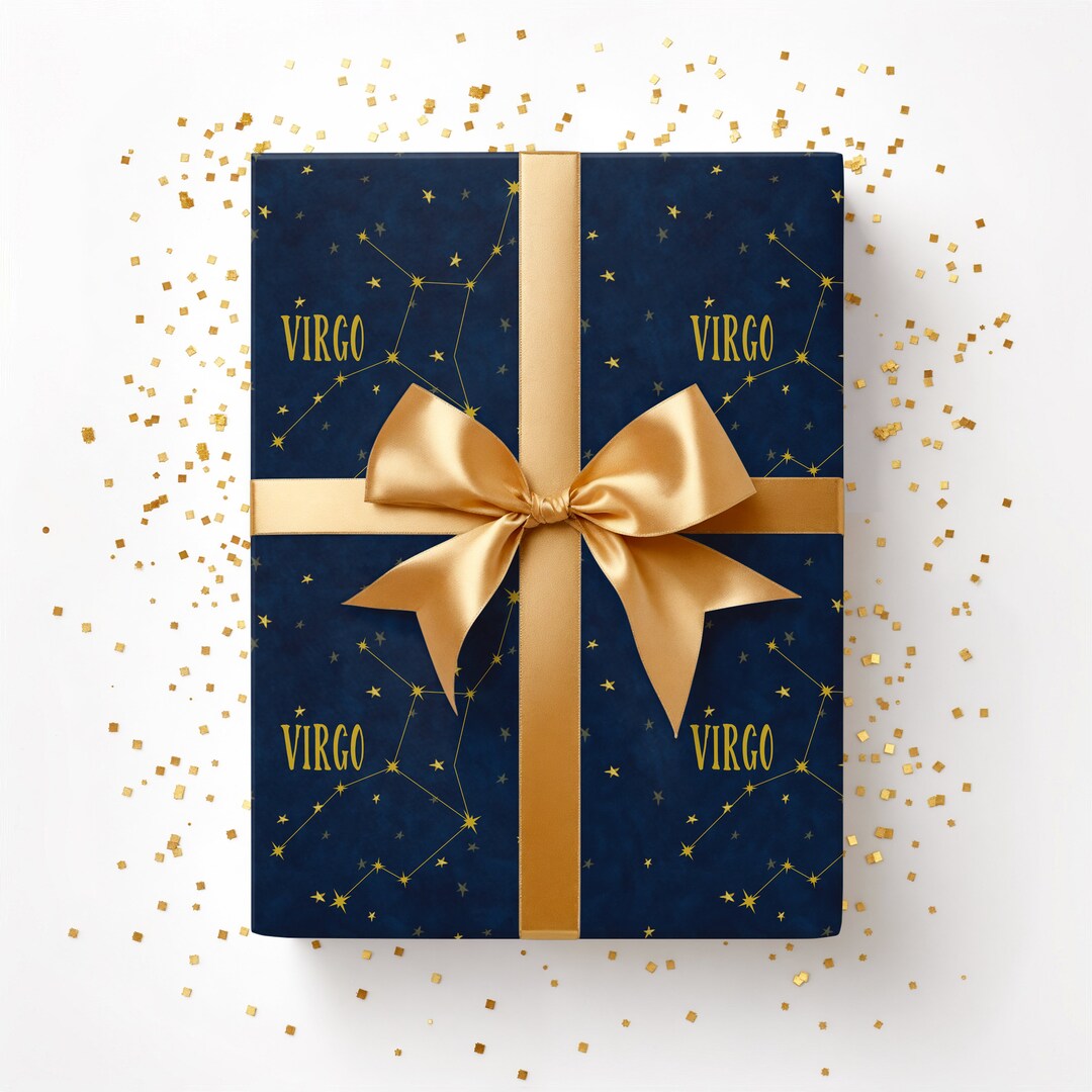 Virgo Gift Wrap Elegant Constellation Wrapping Paper Astrology Wrapping ...