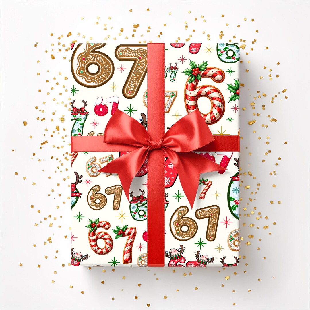 6 7 Christmas Gift Wrap, Funny Meme Wrapping Paper, Gingerbread Cookie ...