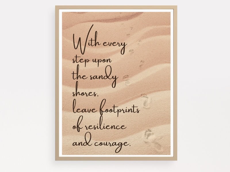 Beach Quote Wall Art Printable Sand Footprints Art Gift Download ...