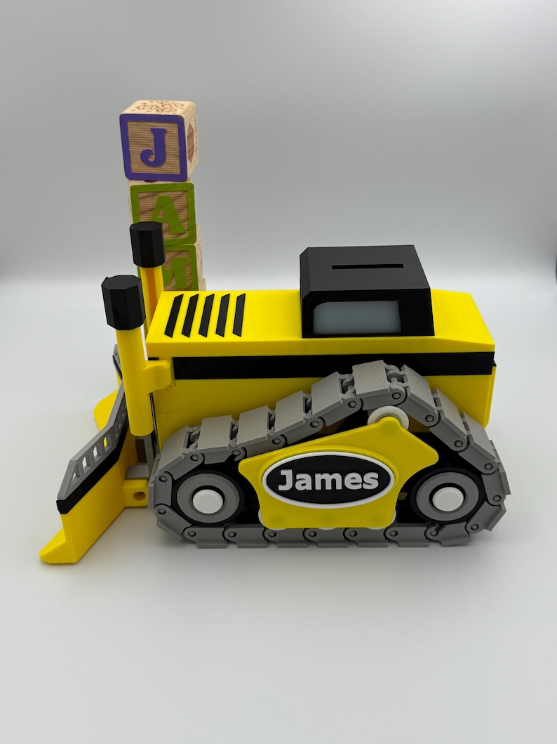 Personalized Bulldozer Piggy Bank: 3D Printed Bull Dozer Coin Bank - Etsy