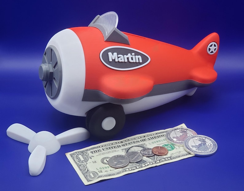 Personalized Airplane Piggy Bank: 3D Printed Coin Bank - Etsy