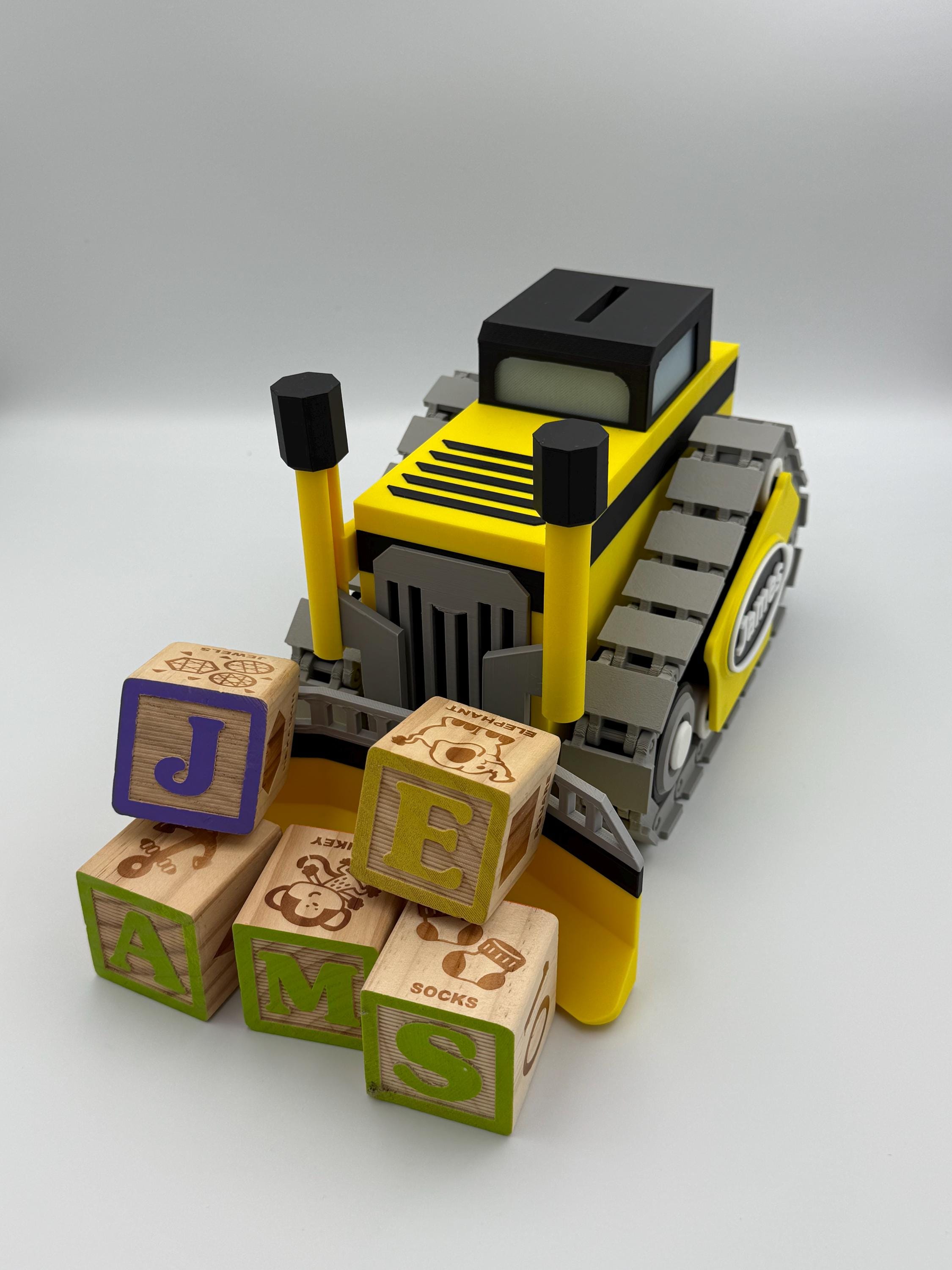 Personalized Bulldozer Piggy Bank: 3D Printed Bull Dozer Coin Bank - Etsy