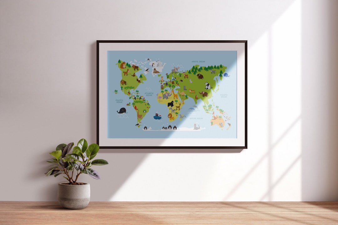 Animals Ocean World Map Oceans Cartography Ocean Seafloor Map - Etsy