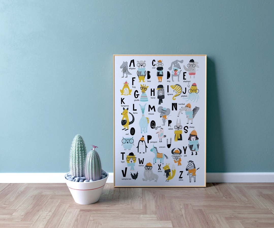 Animal Kingdom Educational Alphabet Poster – Handwritten Printable Wall ...