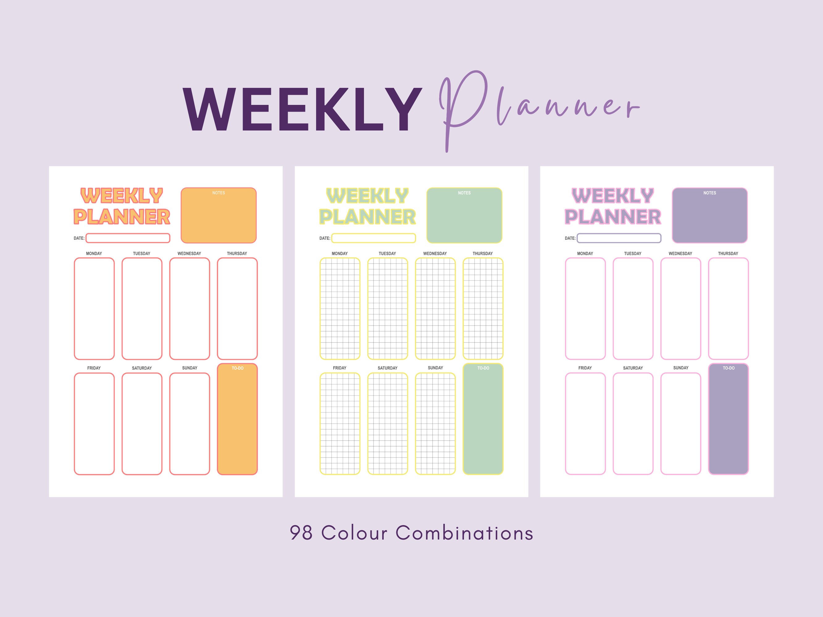 Weekly Planner Templates Undated Pages Printable Digital Use Different ...