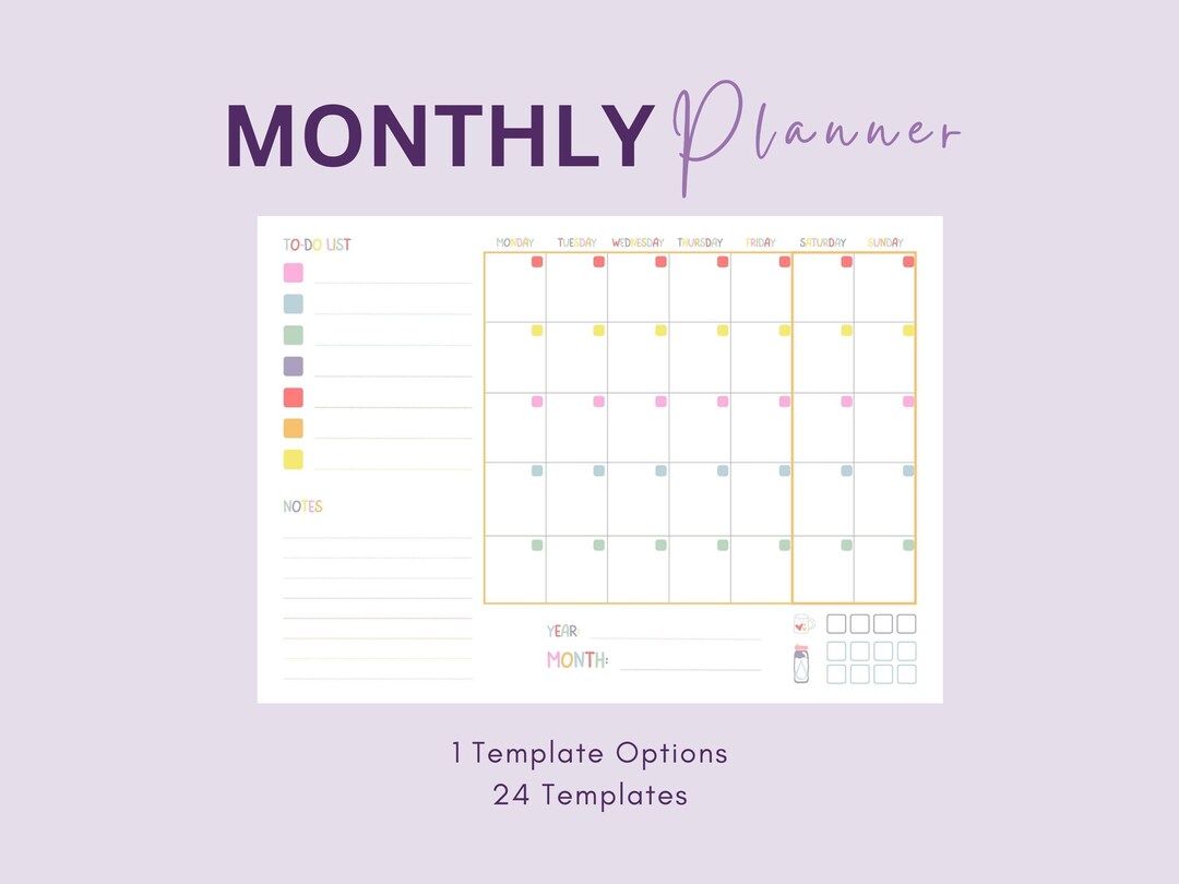 Monthly Planner Templates Undated Pages Printable Digital Use A4 ...