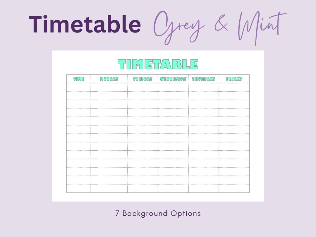 Timetable Sheets Templates Undated Pages Printable Digital Use Week ...