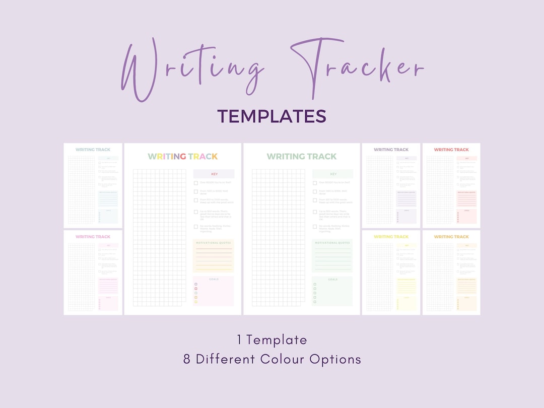 Writing Tracker Templates Printable Digital Use A4, A5, US Letter ...