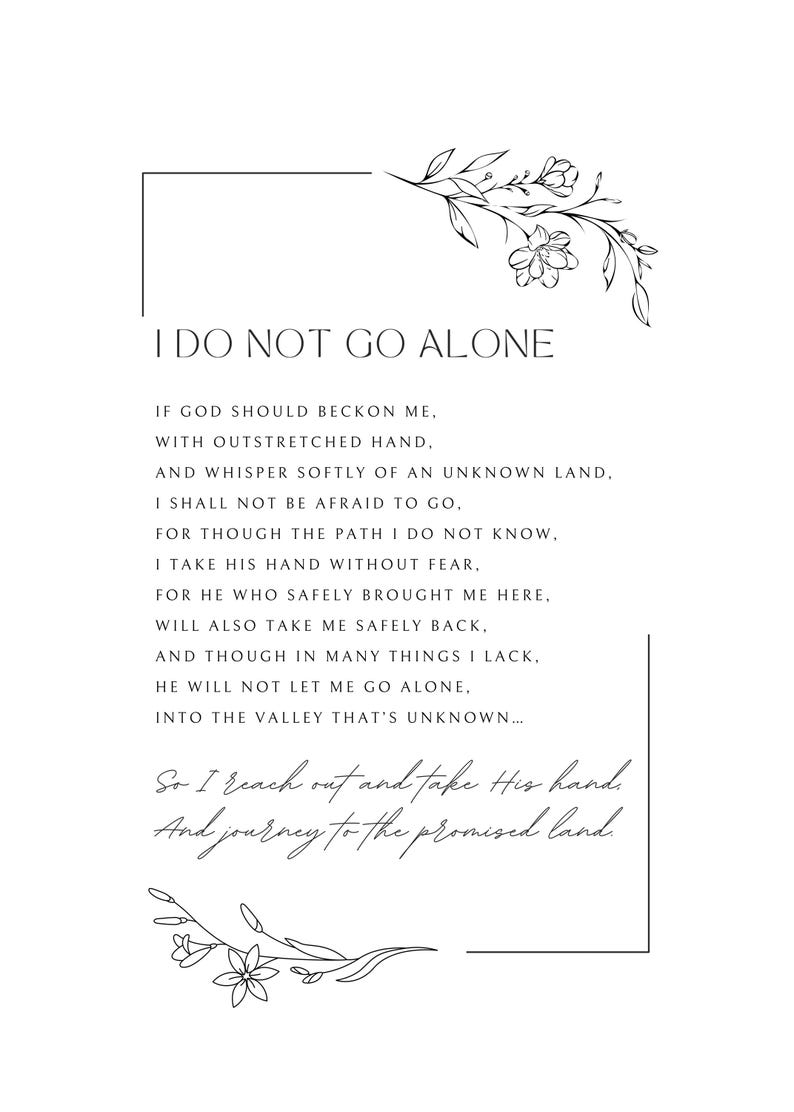 Memorial Poem/funeral Poem “I Do Not Go Alone”, Printable Ready to ...