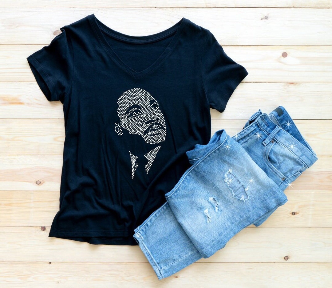 Martin Luther King Rhinestone Portrait Tee , MLK T Shirt, Black History ...