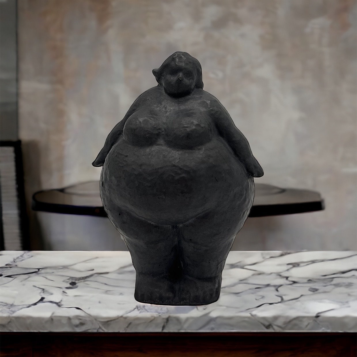 Concrete Fat Lady Sculpture White Sculpture Table Decor Black Sculpture ...