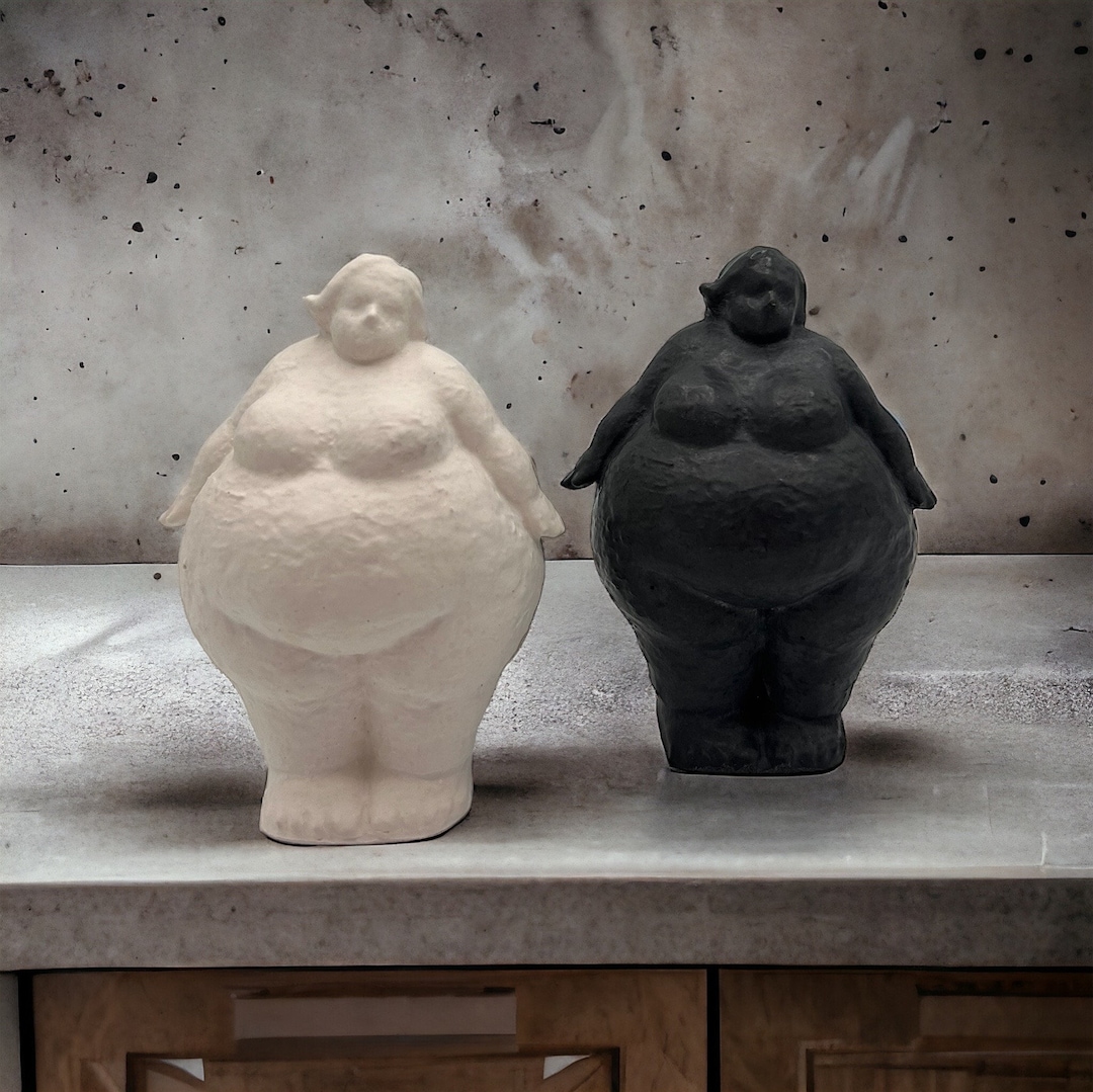 Concrete Fat Lady Sculpture | White Sculpture | Table Decor | Black ...