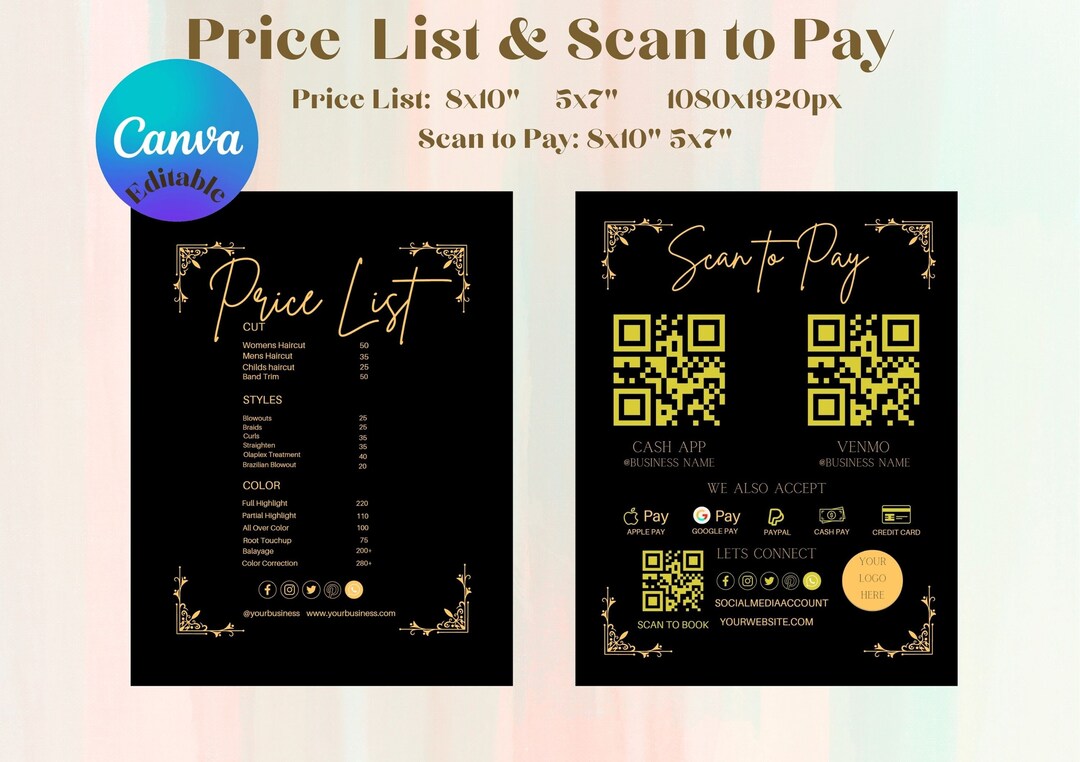 Price List Template, Small Business Price List, Price Sheet, Pricing ...