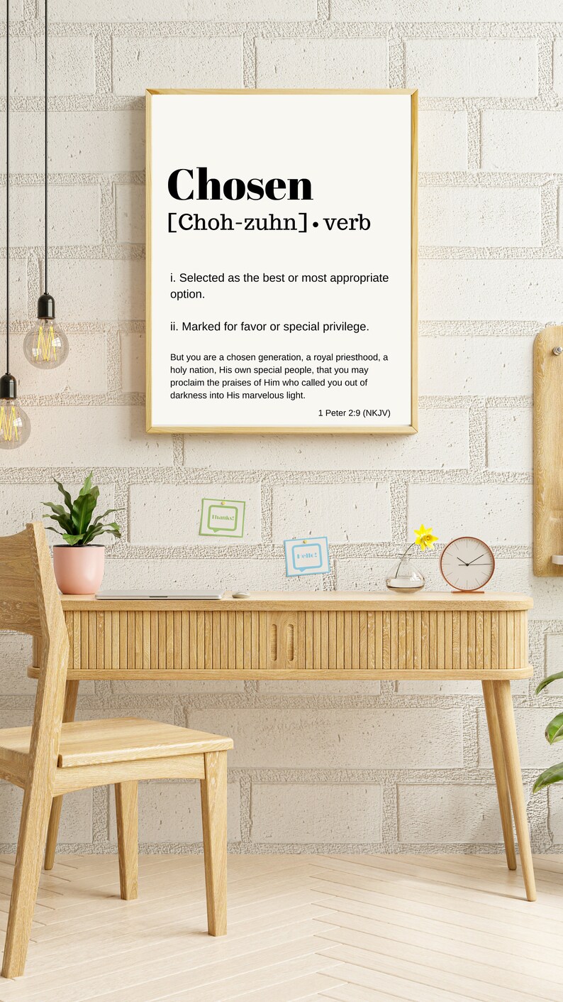 Chosen, Biblical Words and Definition Illustration, Christian Artwork ...