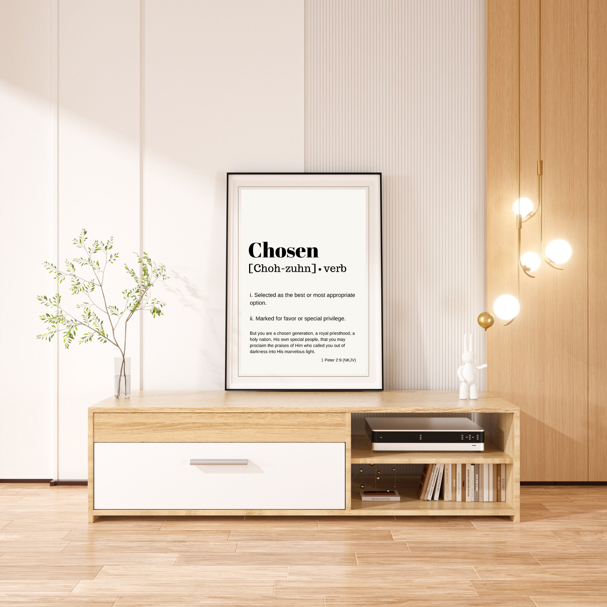 Chosen, Biblical Words and Definition Illustration, Christian Artwork ...