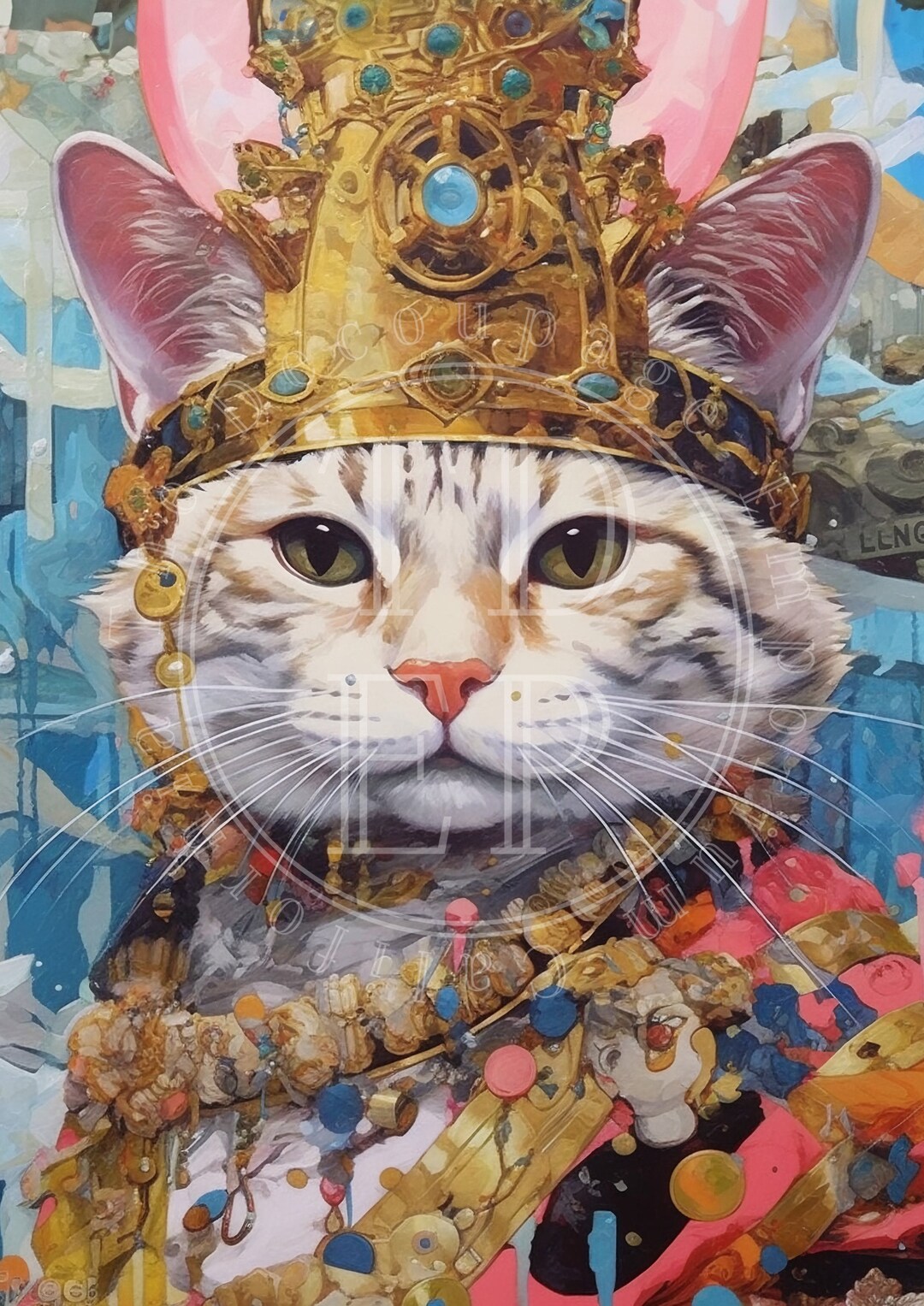 Crowned Feline Majesty Digital Download Artwork High Quality 300 DPI ...