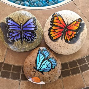 Butterfly Painted Rocks-custom Made to Order - Etsy