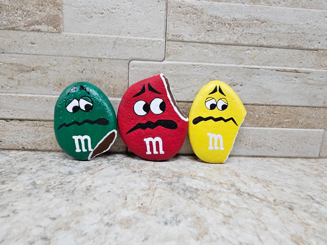 M&M Painted Rocks-set of 3! - Etsy