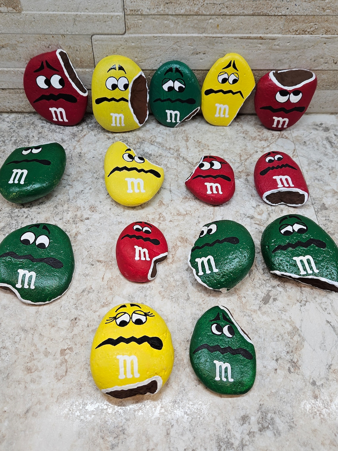 M&M Painted Rocks-set of 3! - Etsy