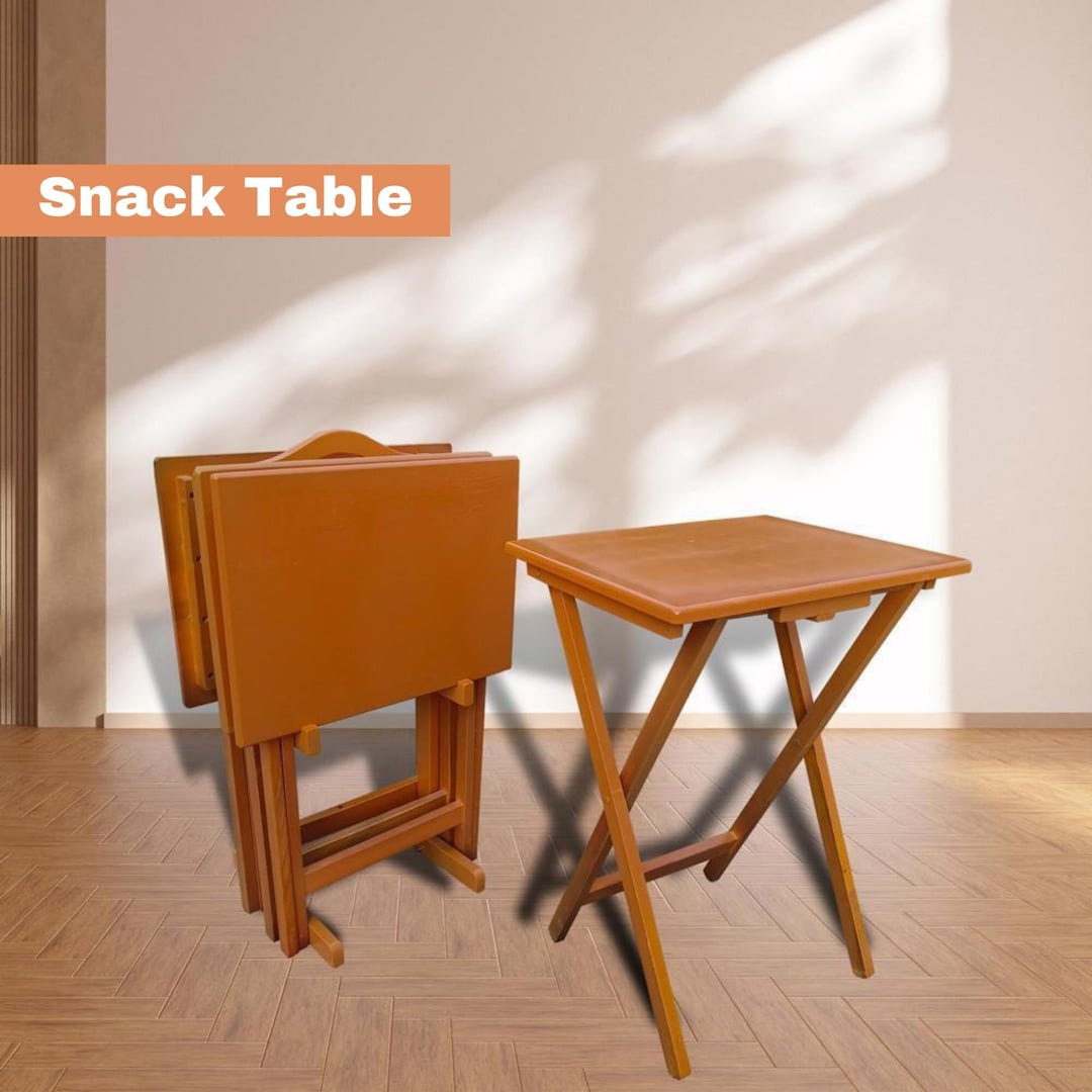 Wooden 4-pc Folding Snack Table Set Food Serving Table Tv - Etsy