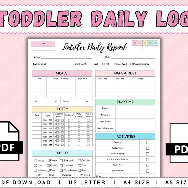 Toddler Daily Sheet - Etsy