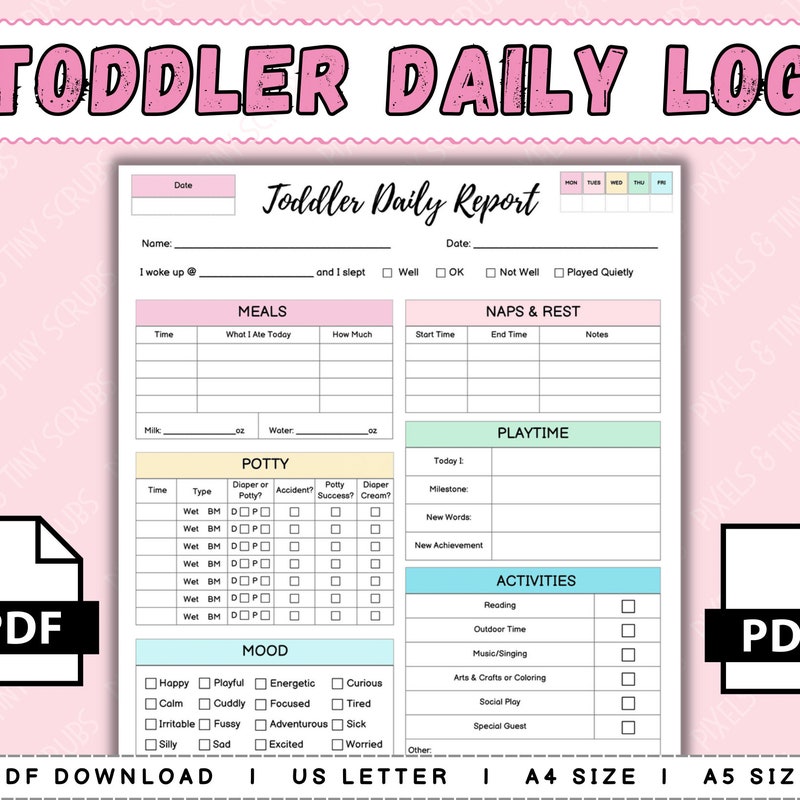 Toddler Daily Report - Etsy
