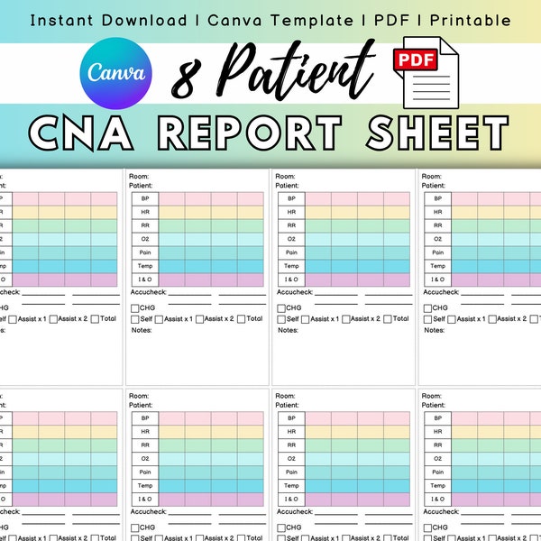 Cna Report Sheet - Etsy