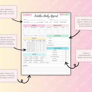Printable Toddler Daily Log: Daycare & Nanny Report (PDF) - Etsy