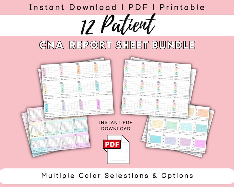 CNA Report Sheet Bundle: 12 Patient Tracker, Vital Signs Log (PDF) - Etsy