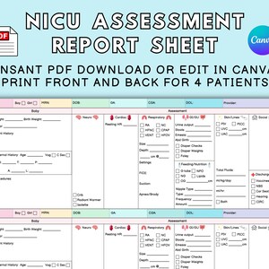 NICU Nurse Report Sheet: Neonatal Handoff, Editable & Printable (canva ...