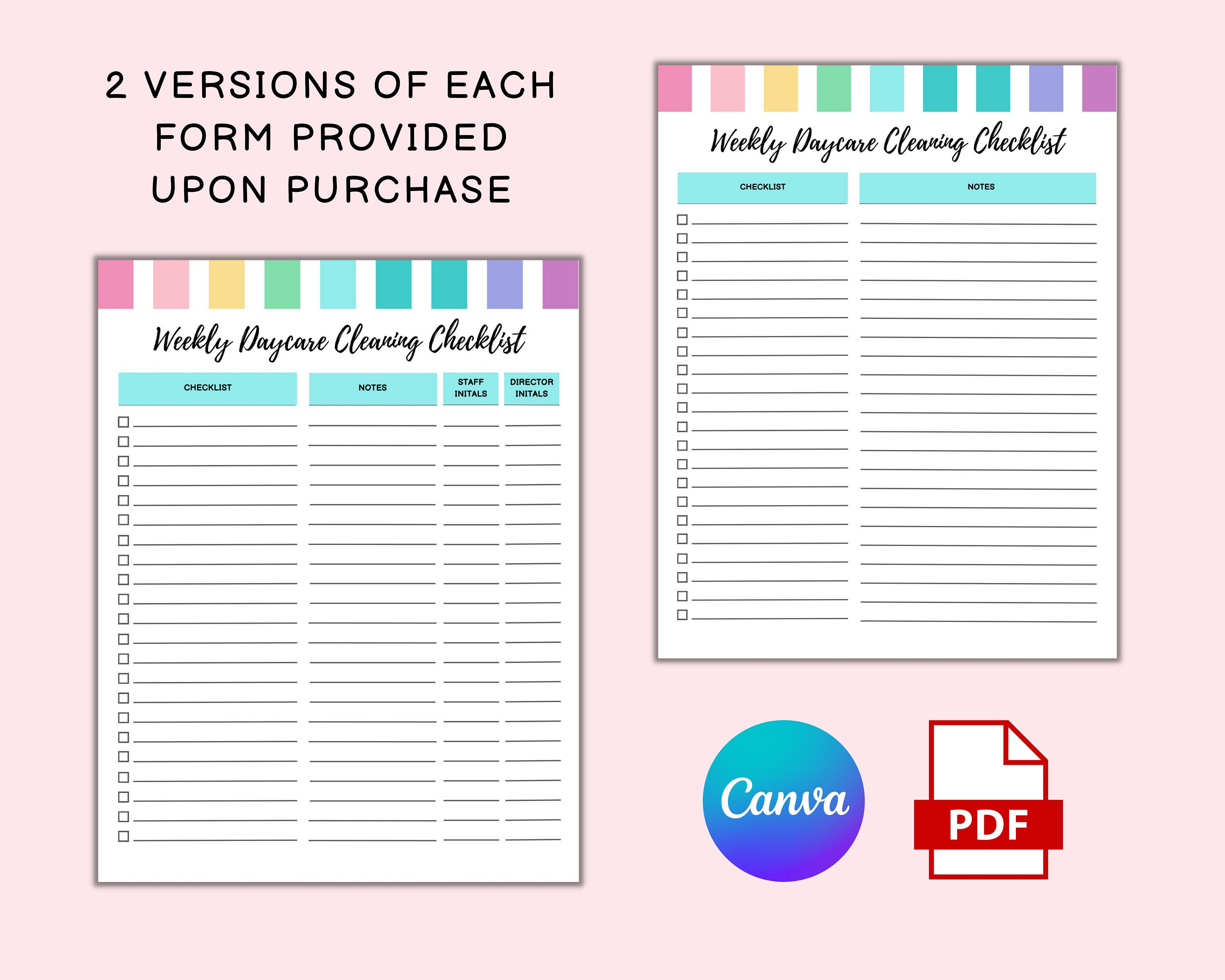 Editable Printable Daycare Cleaning Checklist, Daycare Forms, Daycare ...